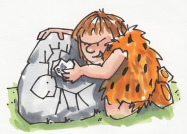 caveman drawing on rock – Shoo Rayner