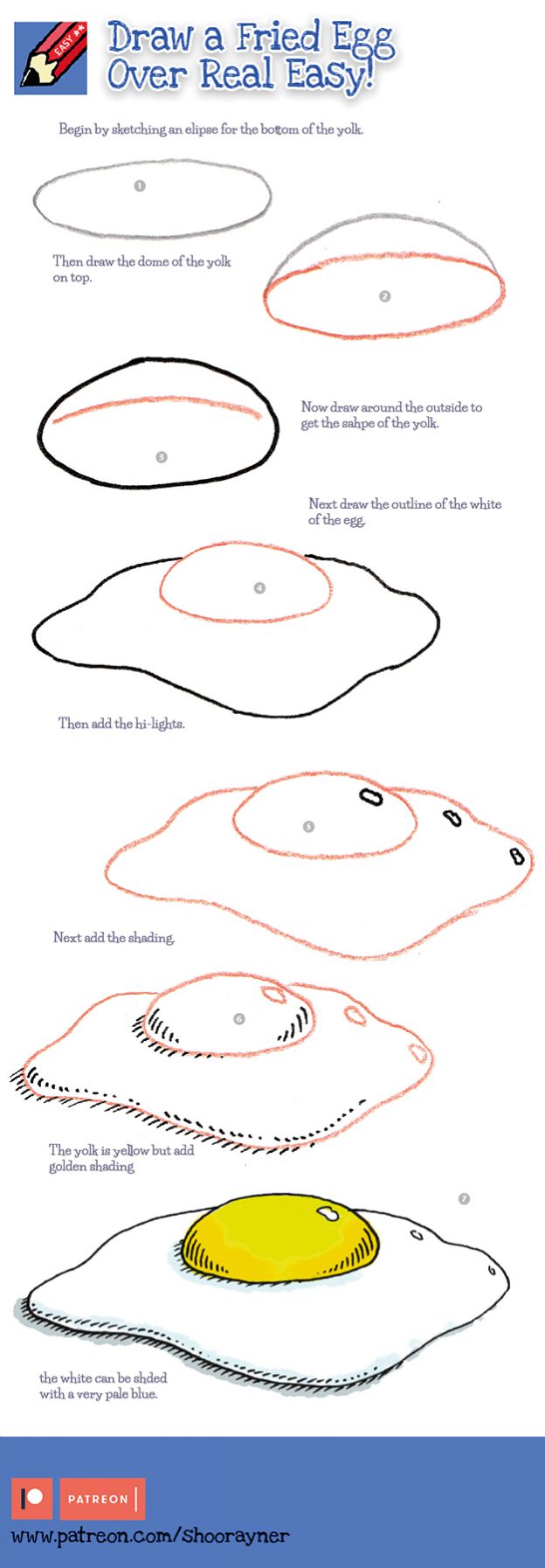 How to Draw a Fried Egg Real Easy for Kids & Beginners – Shoo Rayner